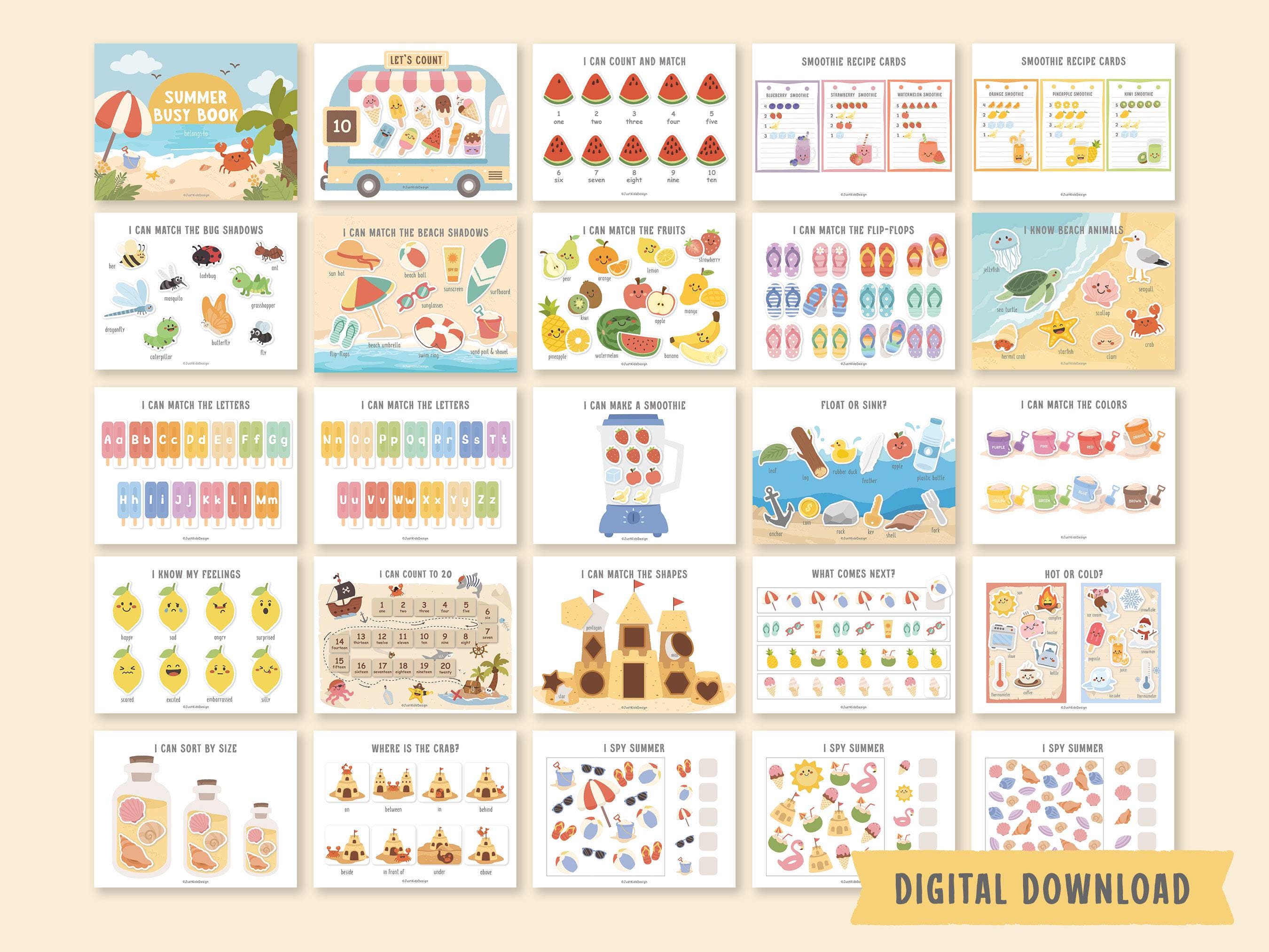 Summer Busy Book Printable, Summer Activity Book, Toddler Learning ...