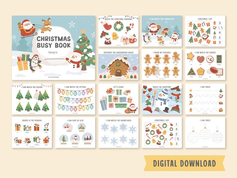 Christmas Busy Book Printable, Christmas Activity Book, Toddler ...