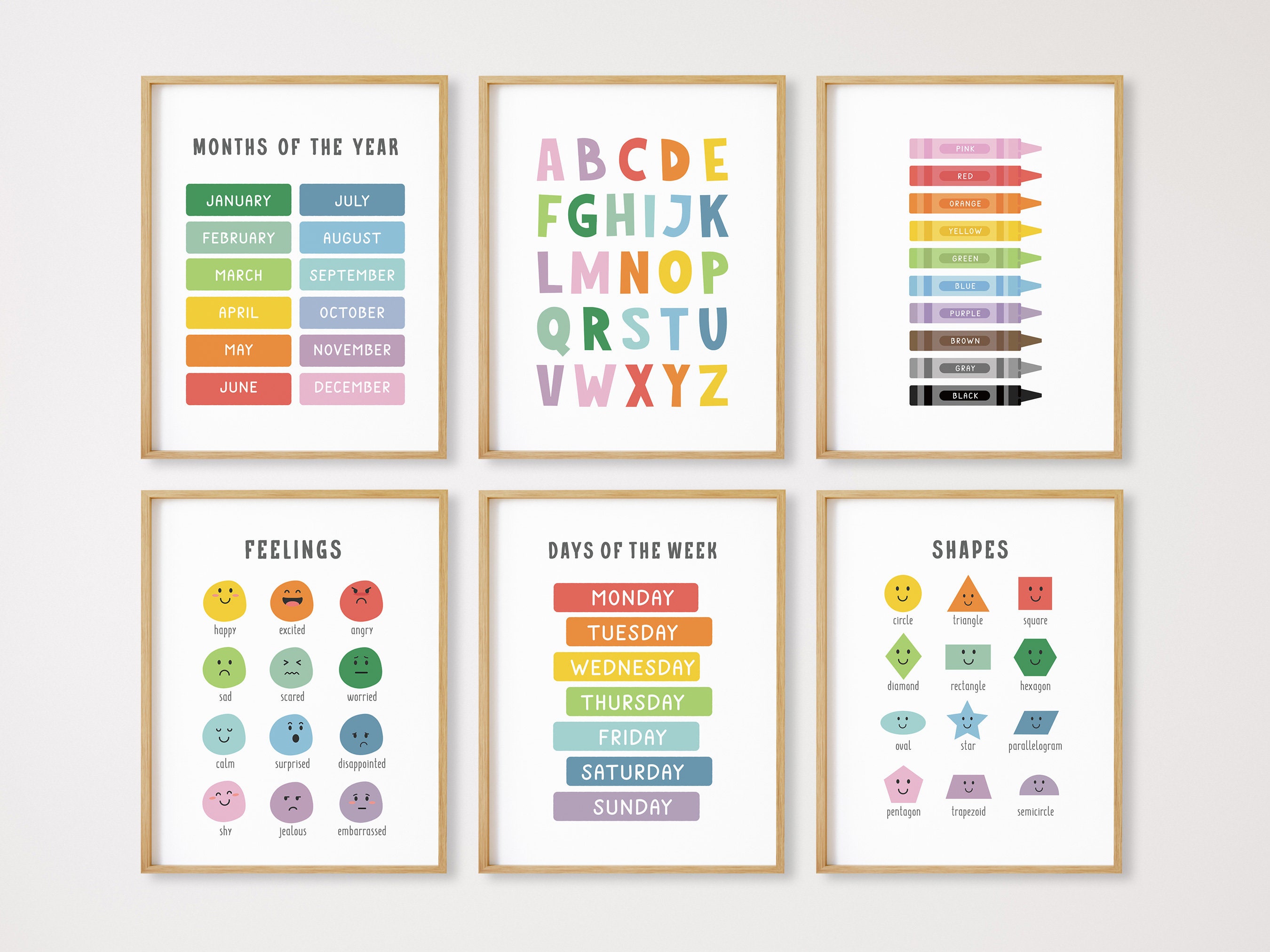Set of 24 Educational Posters, Montessori Classroom Decor, Homeschool ...