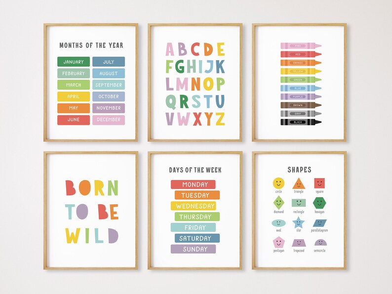 Set of 30 Educational Posters, Montessori Classroom Decor, Homeschool ...