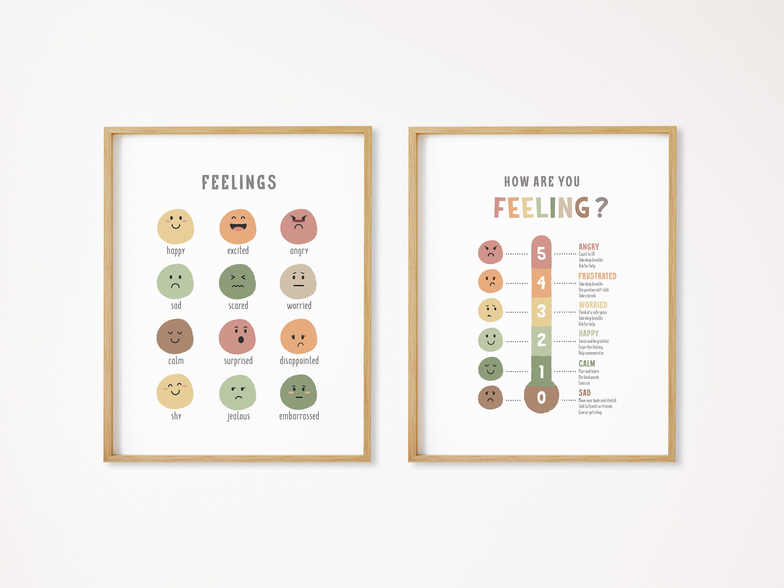 Set of 6 Feelings Poster Emotions Chart Montessori - Etsy UK