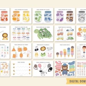 Spanish Toddler Learning Binder, Spanish Busy Book Printable, Preschool ...