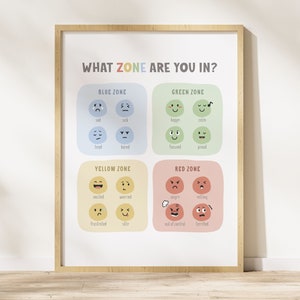 Set of 6 Feelings Poster, Emotions Chart, Montessori Homeschool Decor ...