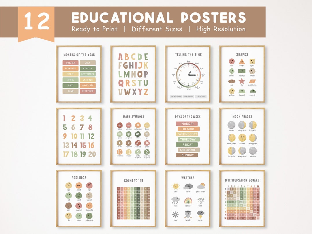 12 Educational Posters, Montessori Classroom Decor, Homeschool ...