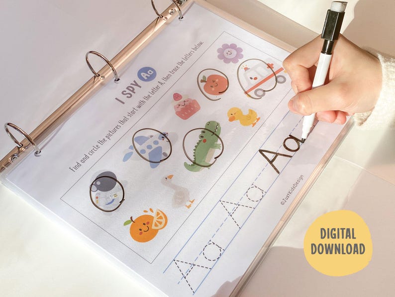 Alphabet Busy Book Printable, Toddler Learning Binder, Beginning Sounds ...