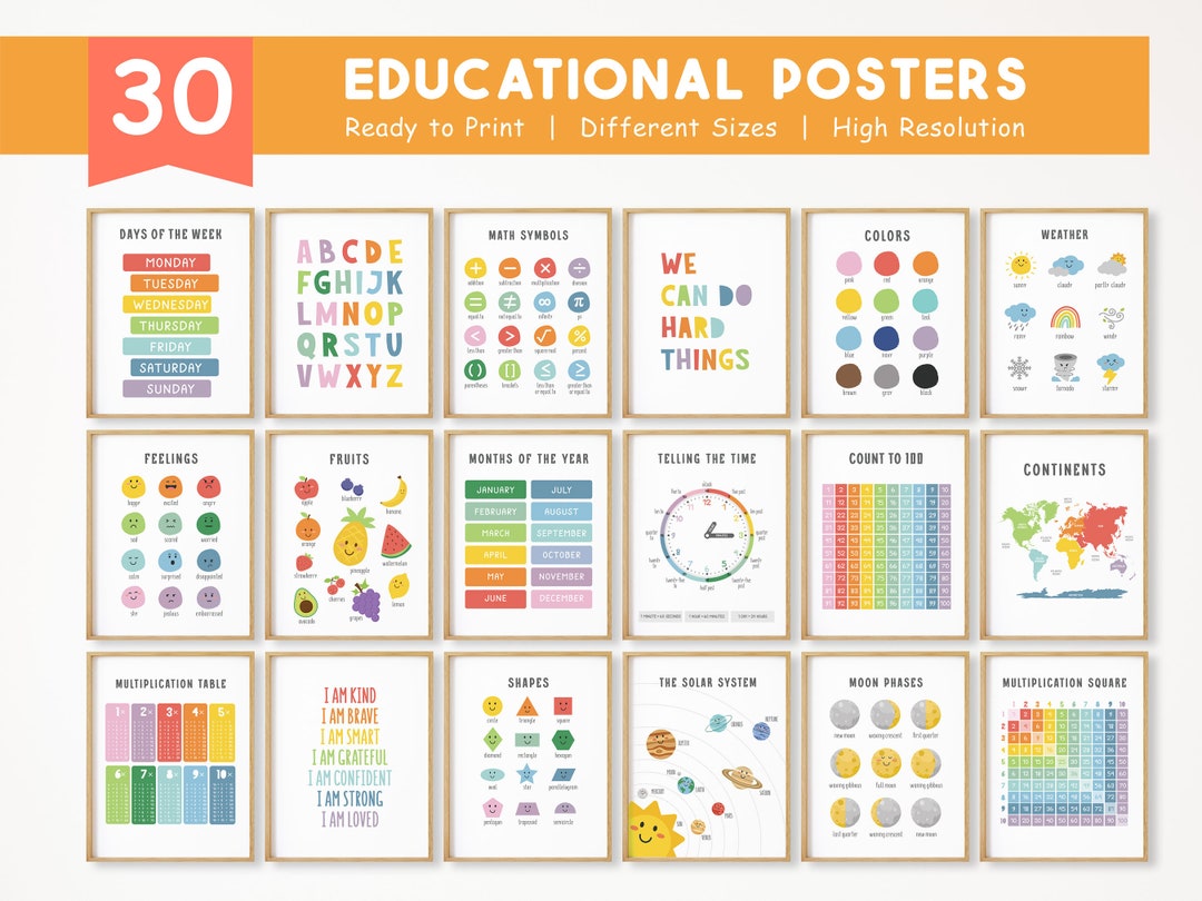 30 Educational Posters, Montessori Classroom Decor, Homeschool ...