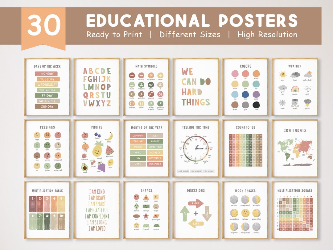 30 Educational Posters, Montessori Classroom Decor, Homeschool ...