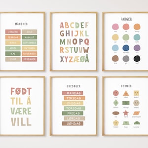 Set of 30 Norwegian Educational Posters, Norwegian Learning Posters ...