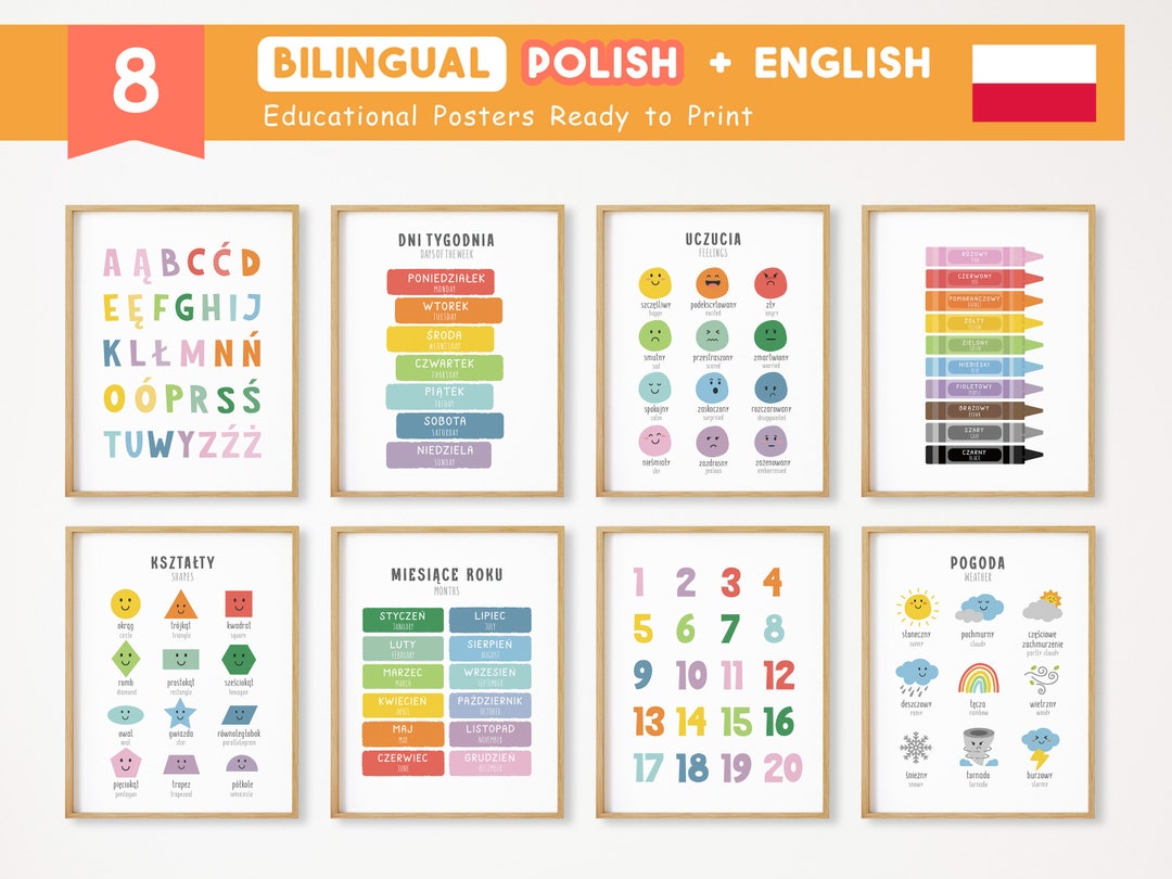 8 Bilingual Polish Educational Posters, Polish Learning Posters ...