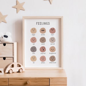 Feelings Chart Poster, Boho Classroom Decor, Montessori Homeschool ...