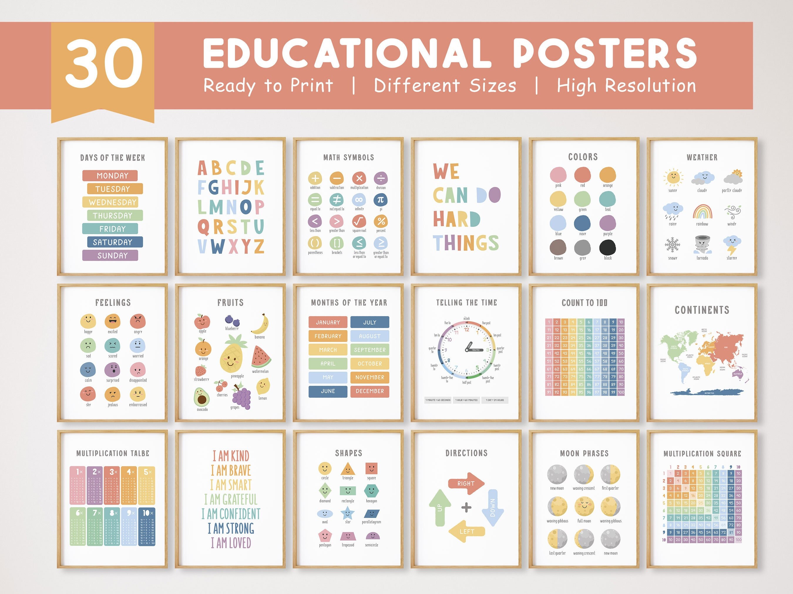 30 Educational Posters Montessori Classroom Decor Homeschool - Etsy