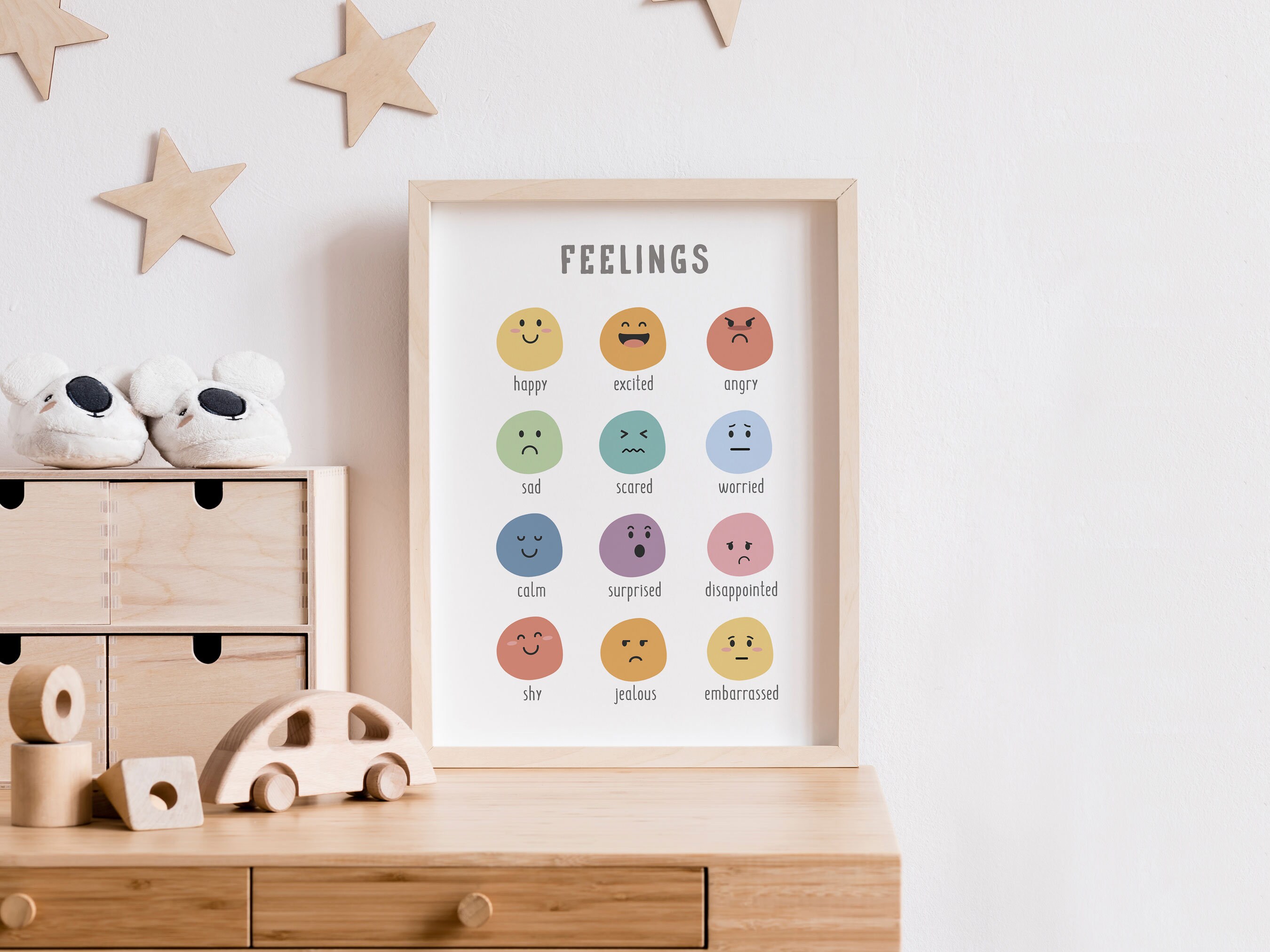 Feelings Chart Poster, Montessori Homeschool Decor, Emotions Chart ...