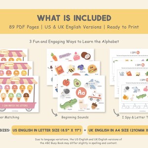 Alphabet Busy Book Printable, Toddler Learning Binder, Beginning Sounds ...