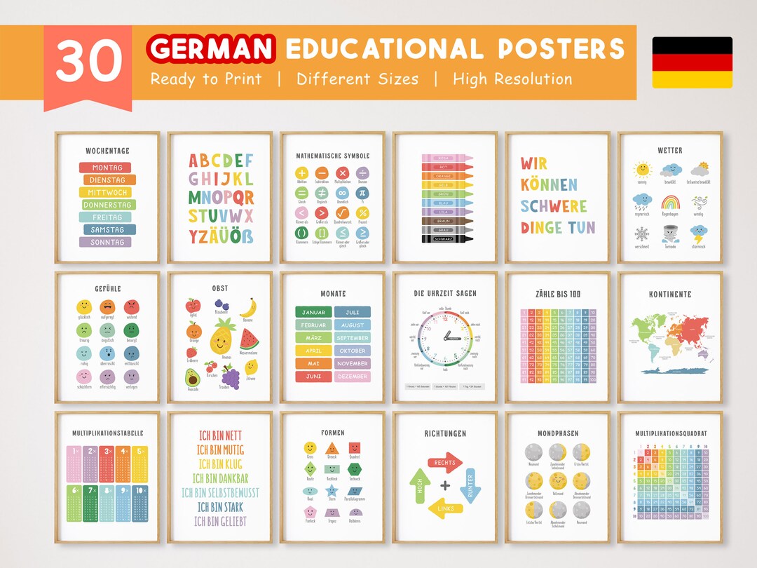 30 German Educational Posters, German Learning Posters, Homeschool ...