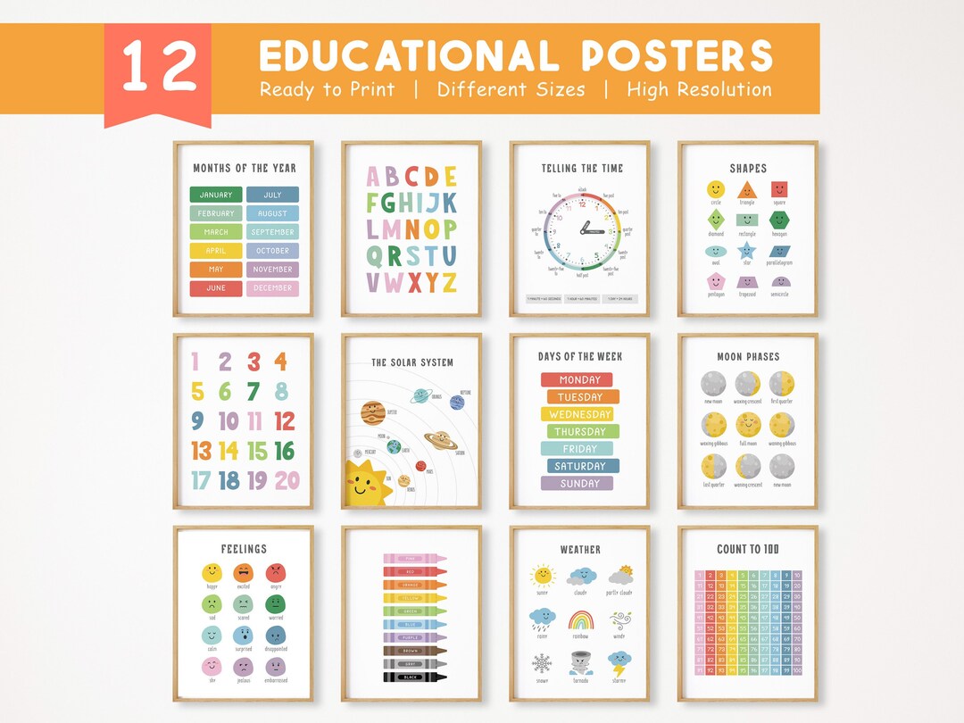 12 Educational Posters, Montessori Classroom Decor, Homeschool ...