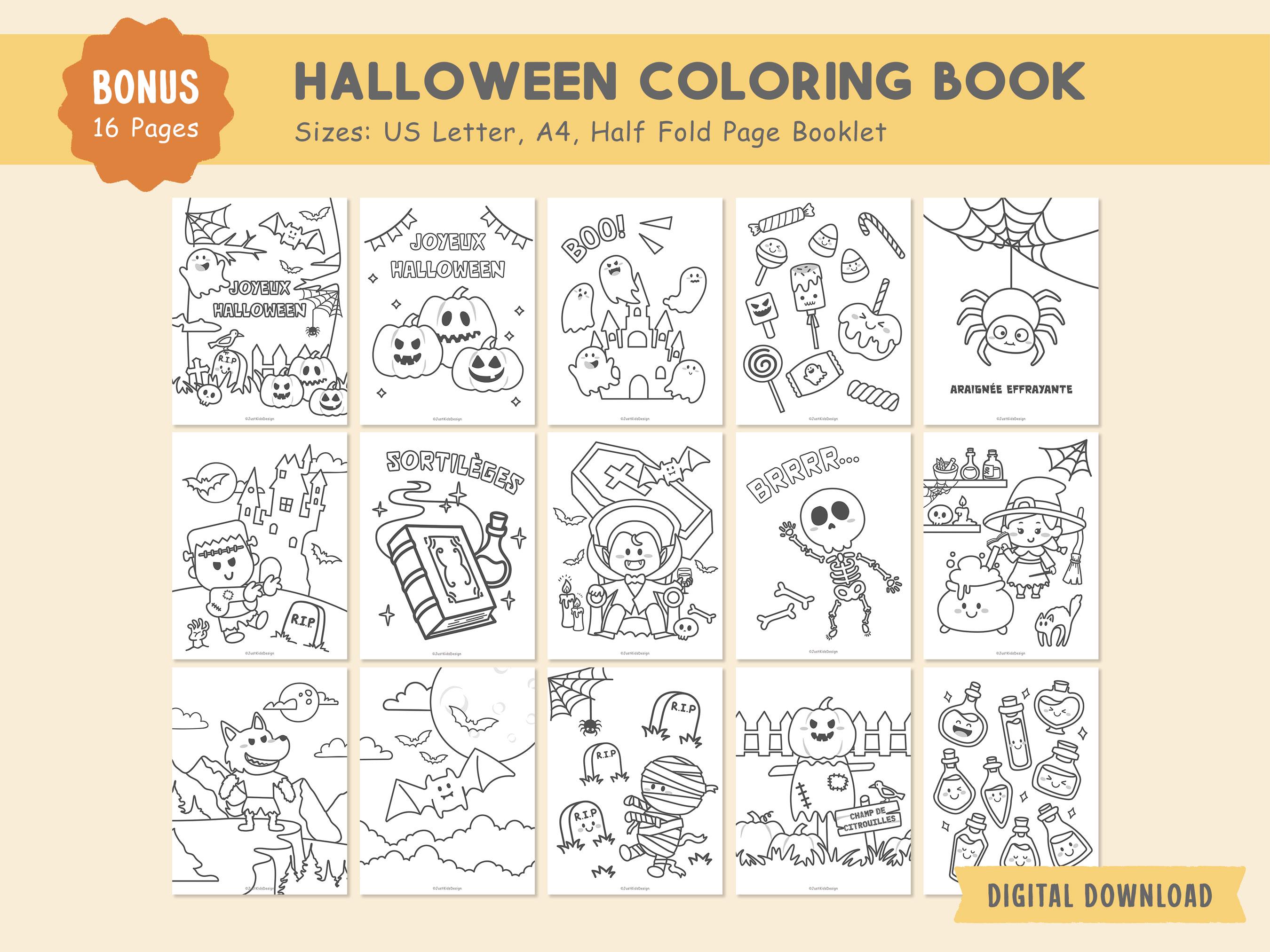 French Halloween Busy Book Printable, French Halloween Coloring Pages ...