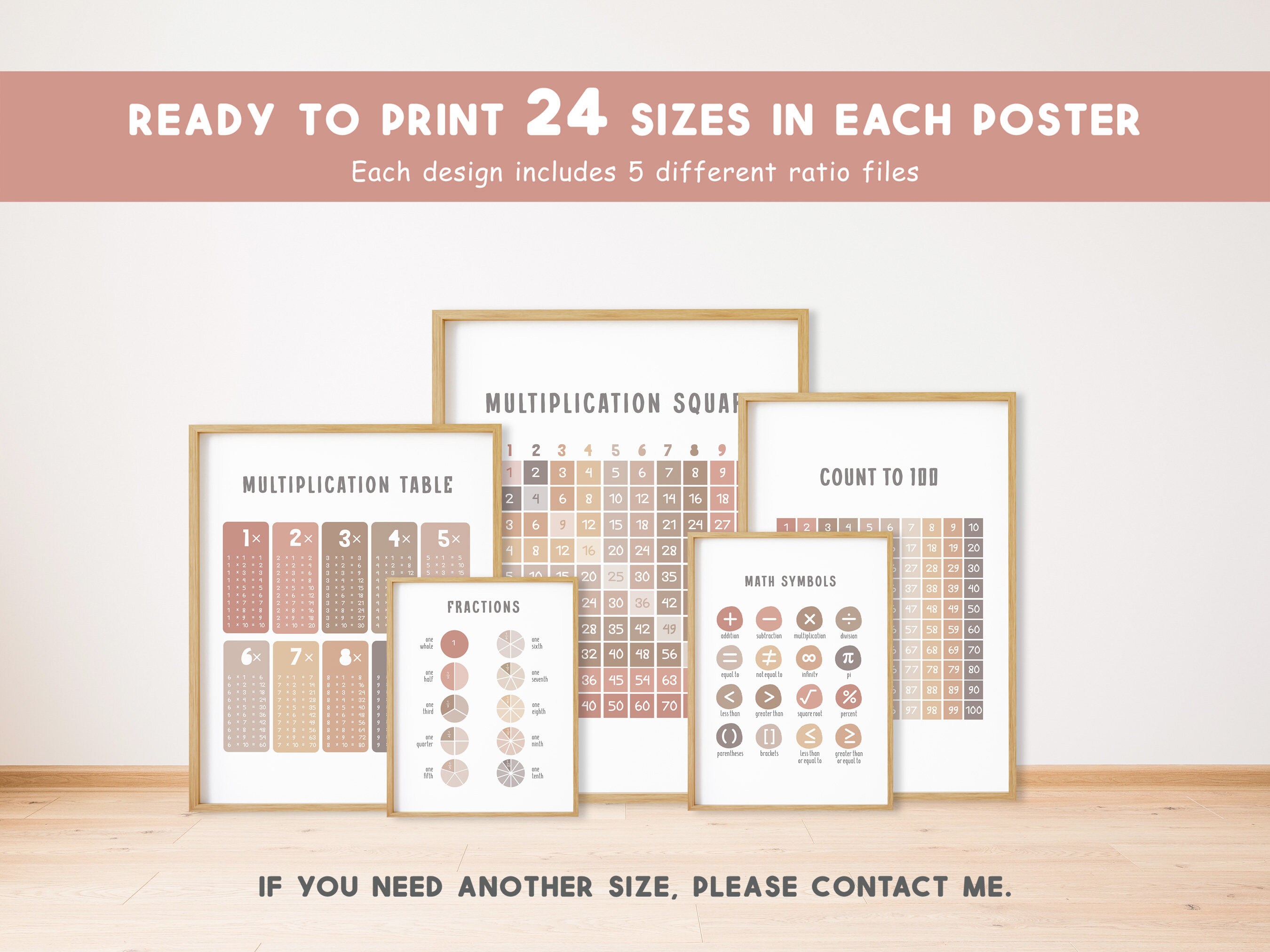 6 Math Posters Educational Wall Art Math Classroom Neutral - Etsy
