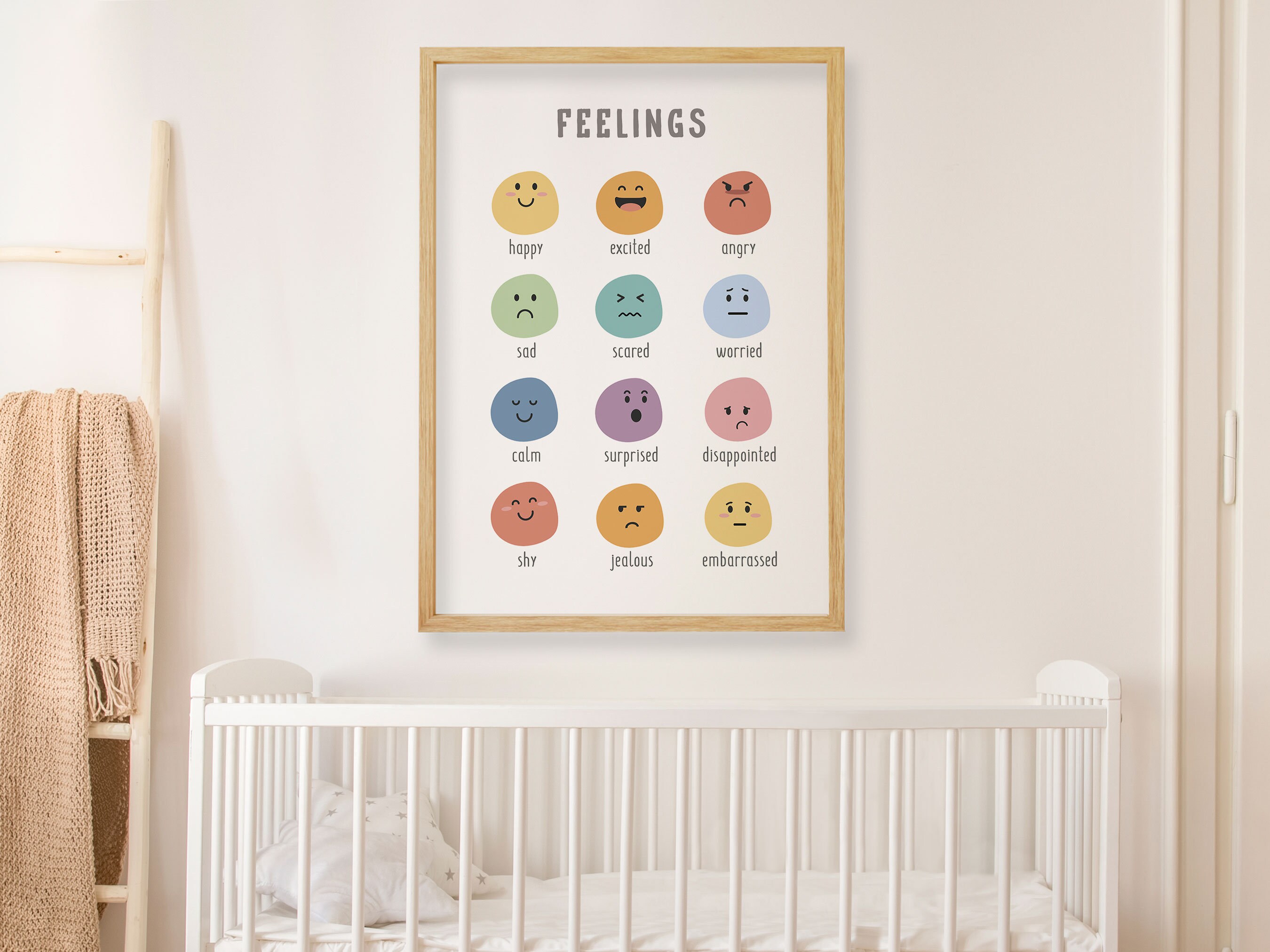 Feelings Chart Poster, Montessori Homeschool Decor, Emotions Chart ...