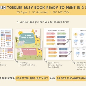 Spanish Busy Book Printable, Spanish Toddler Learning Binder, Preschool ...