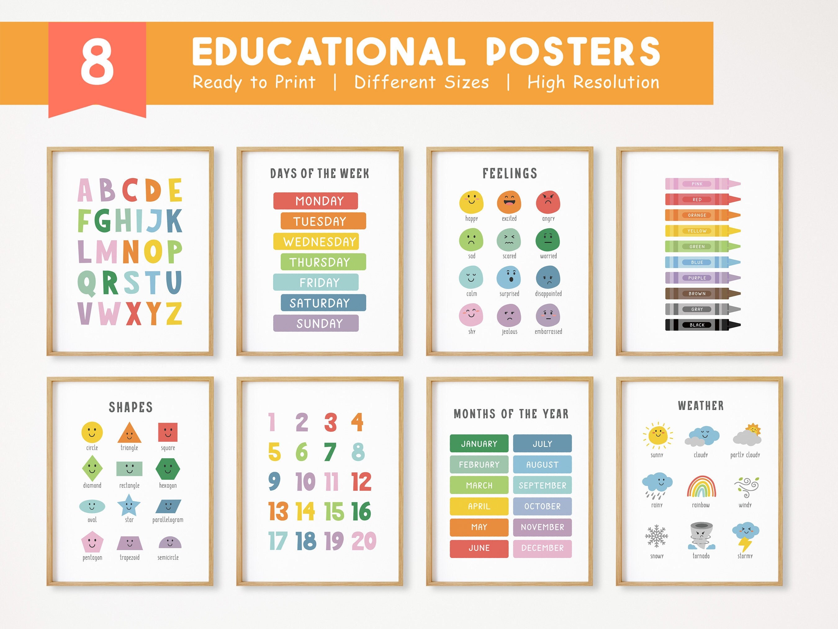 Set of 8 Educational Posters Montessori Classroom Decor - Etsy