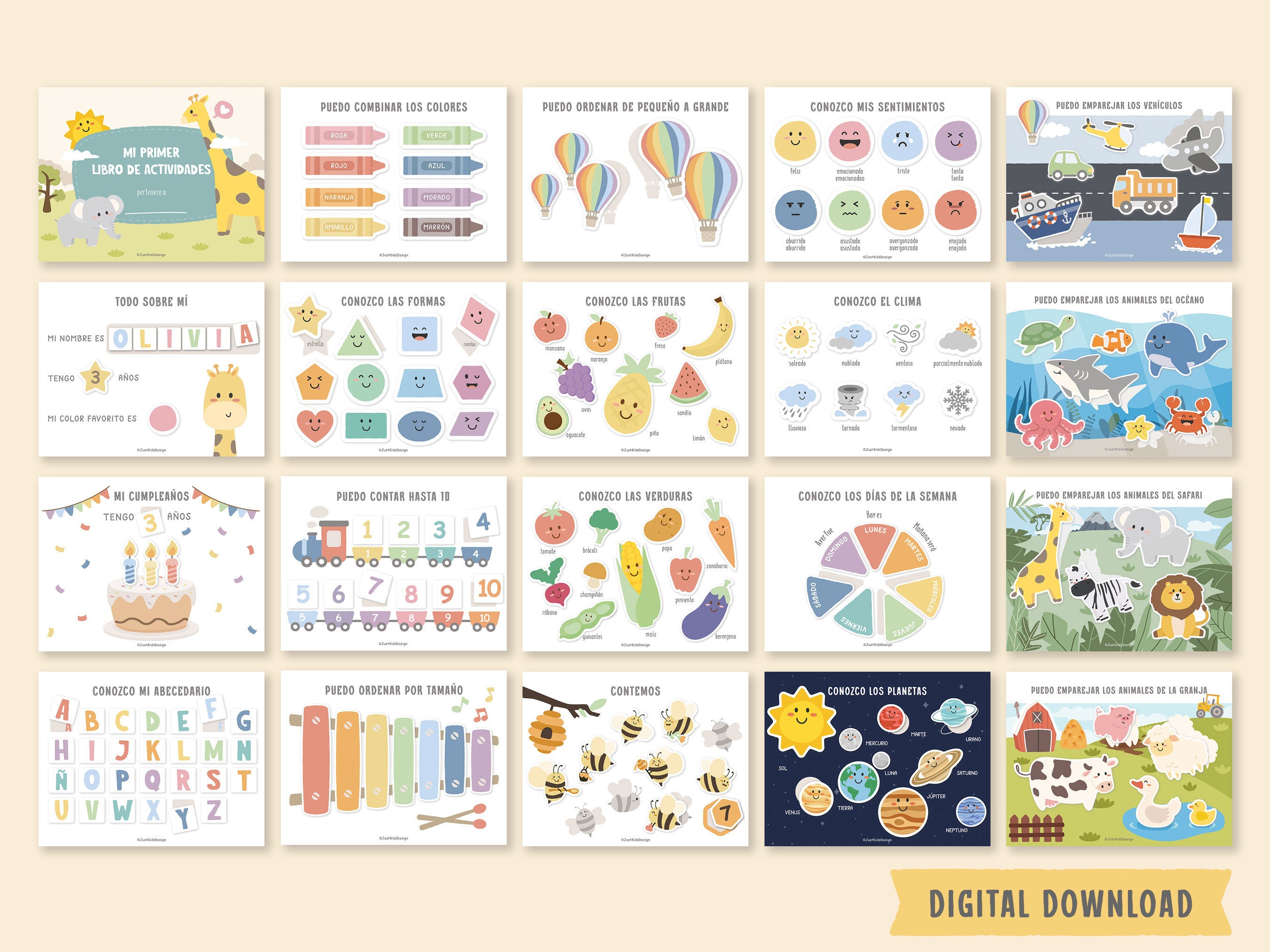 Spanish Busy Book Printable, Spanish Toddler Learning Binder, Preschool ...