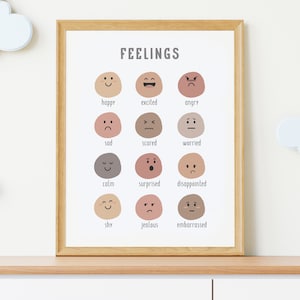 Feelings Chart Poster, Boho Classroom Decor, Montessori Homeschool ...