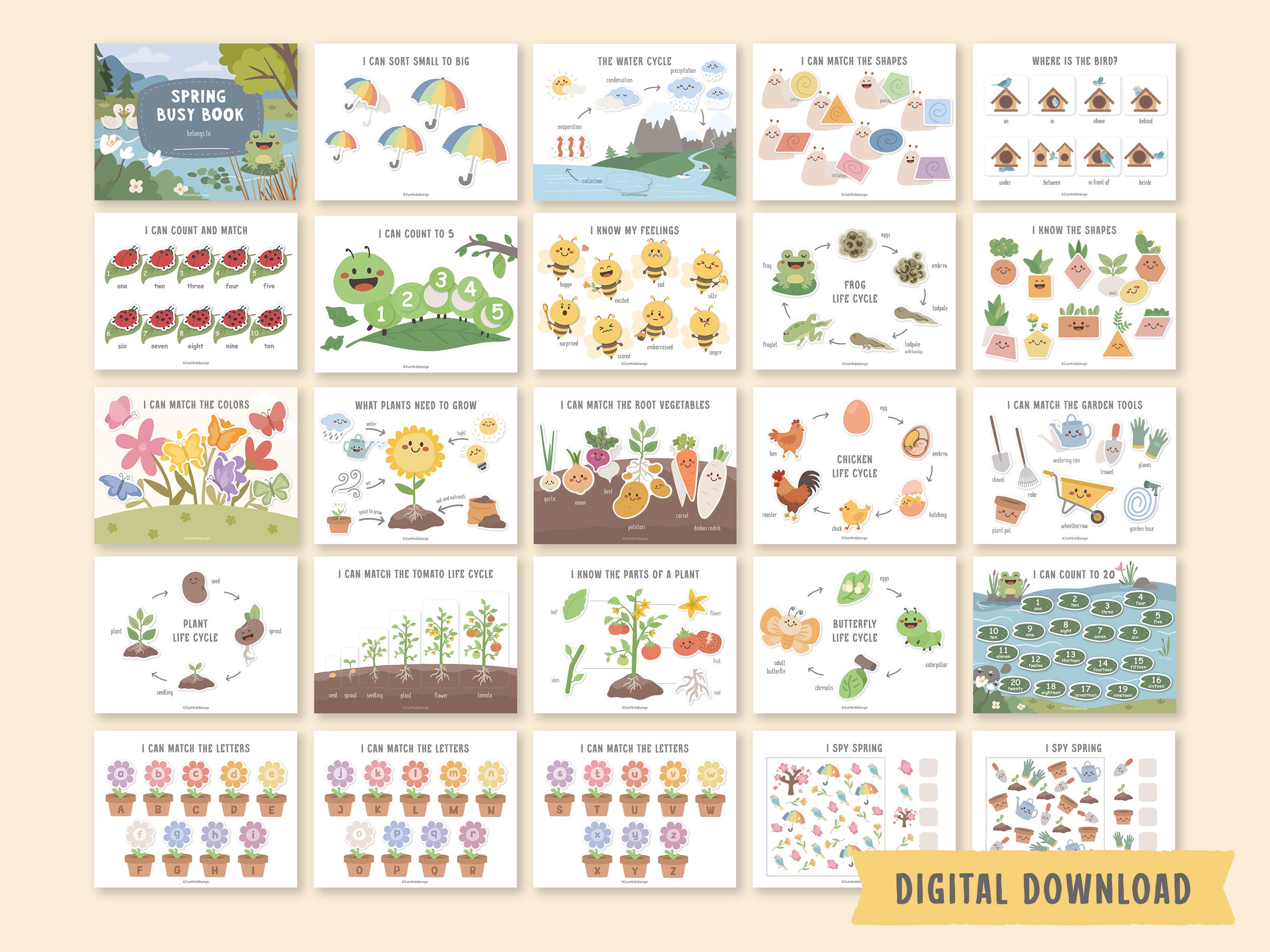 Spring Busy Book Printable, Spring Garden Activity Book, Toddler ...