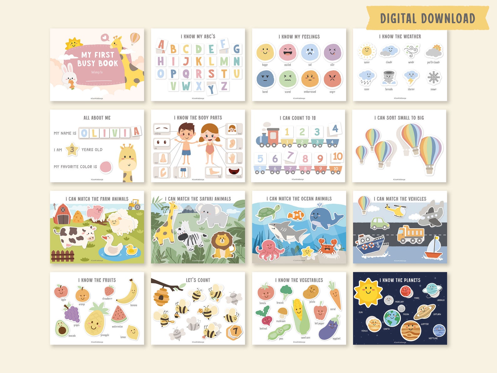 Toddler Learning Binder, Busy Book Printable, Kids Quiet Book ...