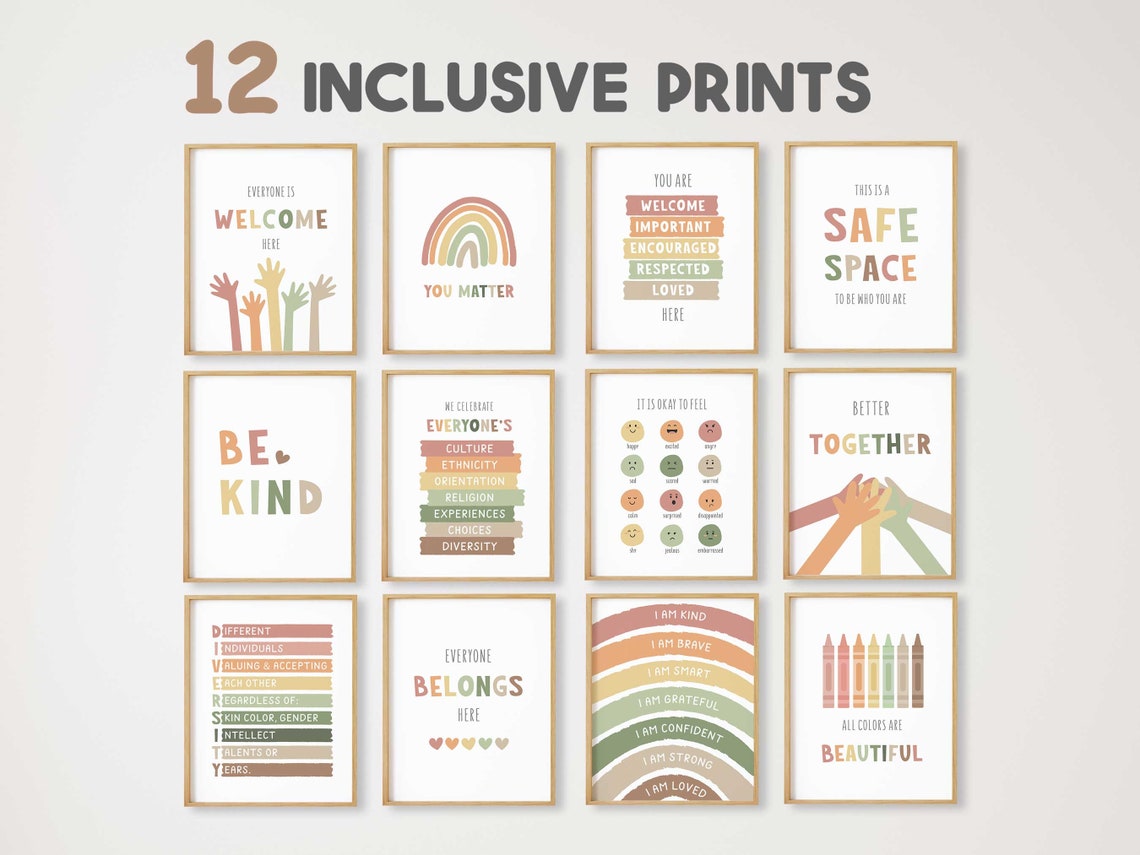 12 Inclusive Posters, Inclusion Prints Wall Art, Inclusive Classroom ...