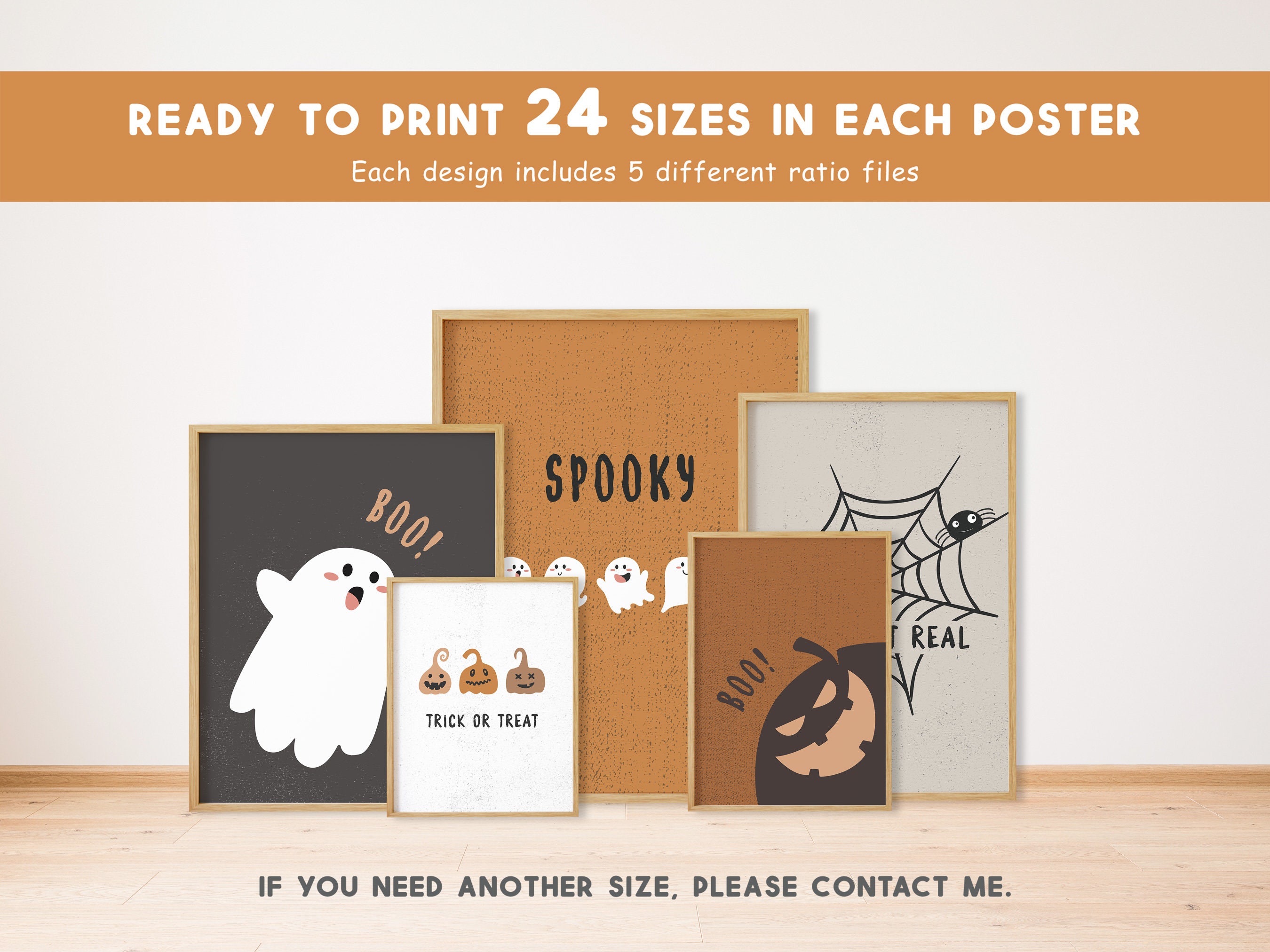 Halloween Prints Set of 12 Halloween Posters Cute Ghost - Etsy