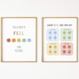 Set of 6 Feelings Poster, Emotions Chart, Montessori Homeschool Decor ...