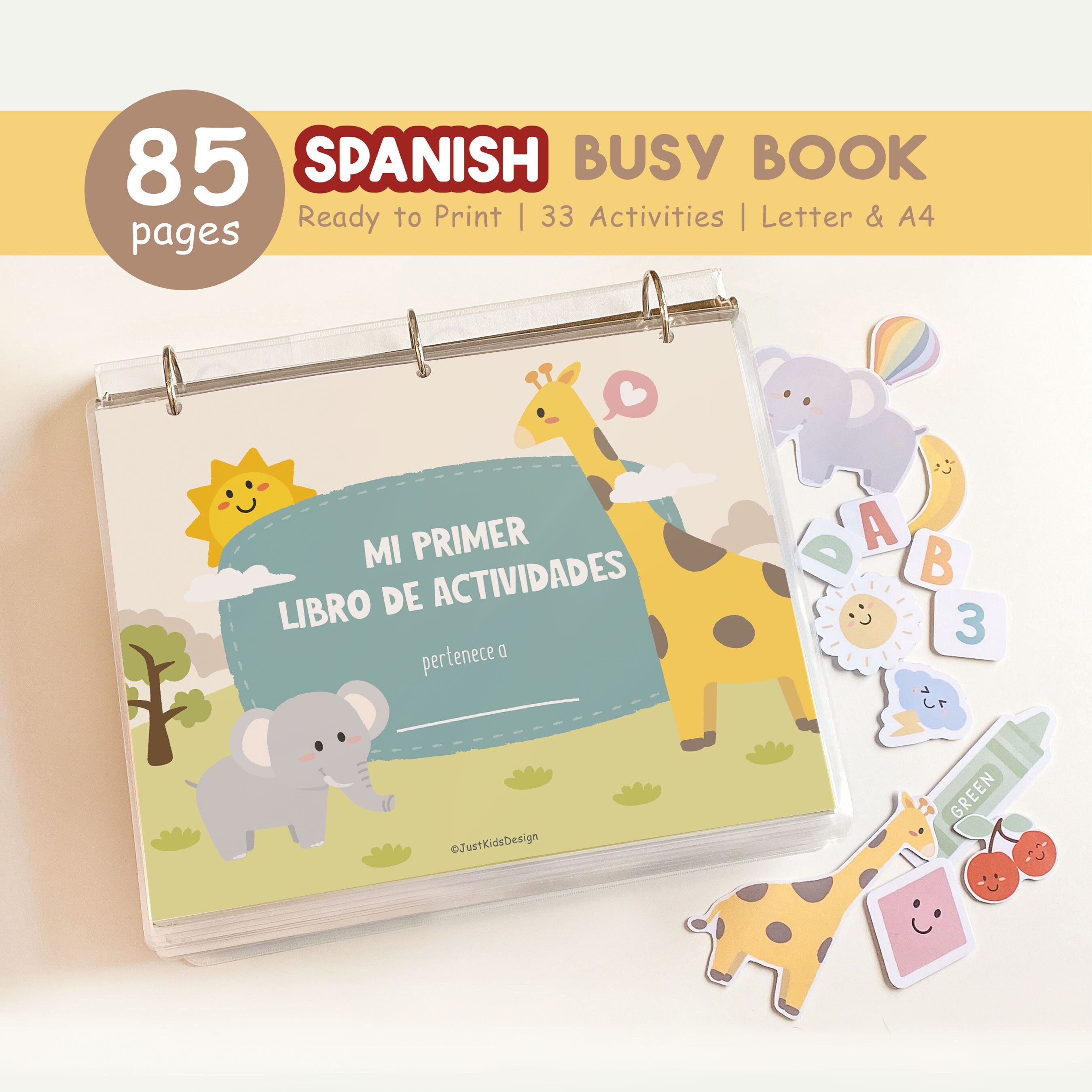 Spanish Busy Book Printable, Spanish Toddler Learning Binder, Preschool ...