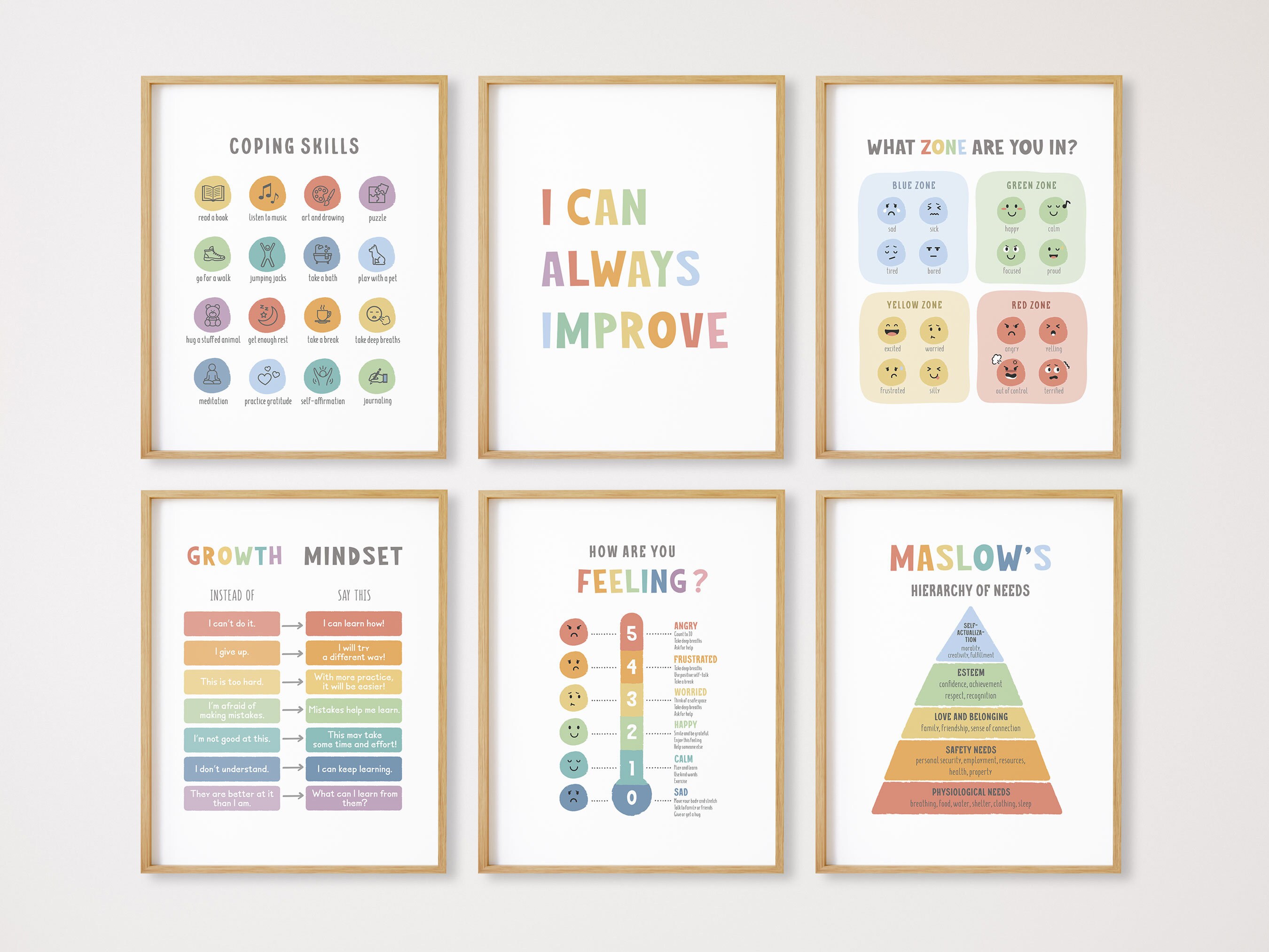 Set of 30 Calming Corner Posters, Calm Down Printable, Educational Wall ...