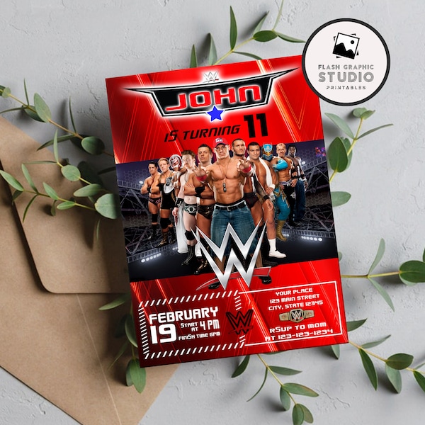 Wwe Birthday Invitations - Etsy
