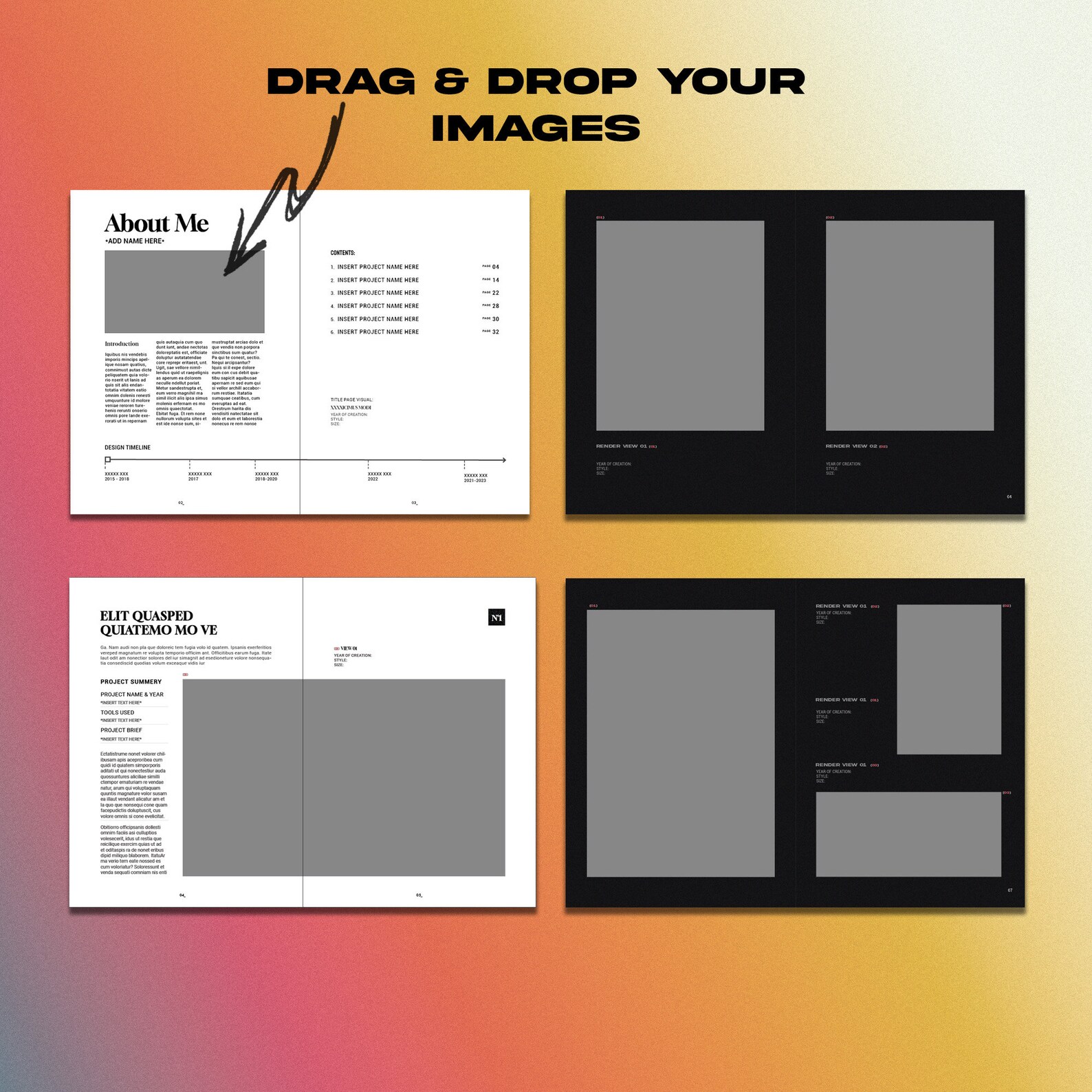 Minimalist Portfolio Architecture Template Adobe Indesign - Etsy