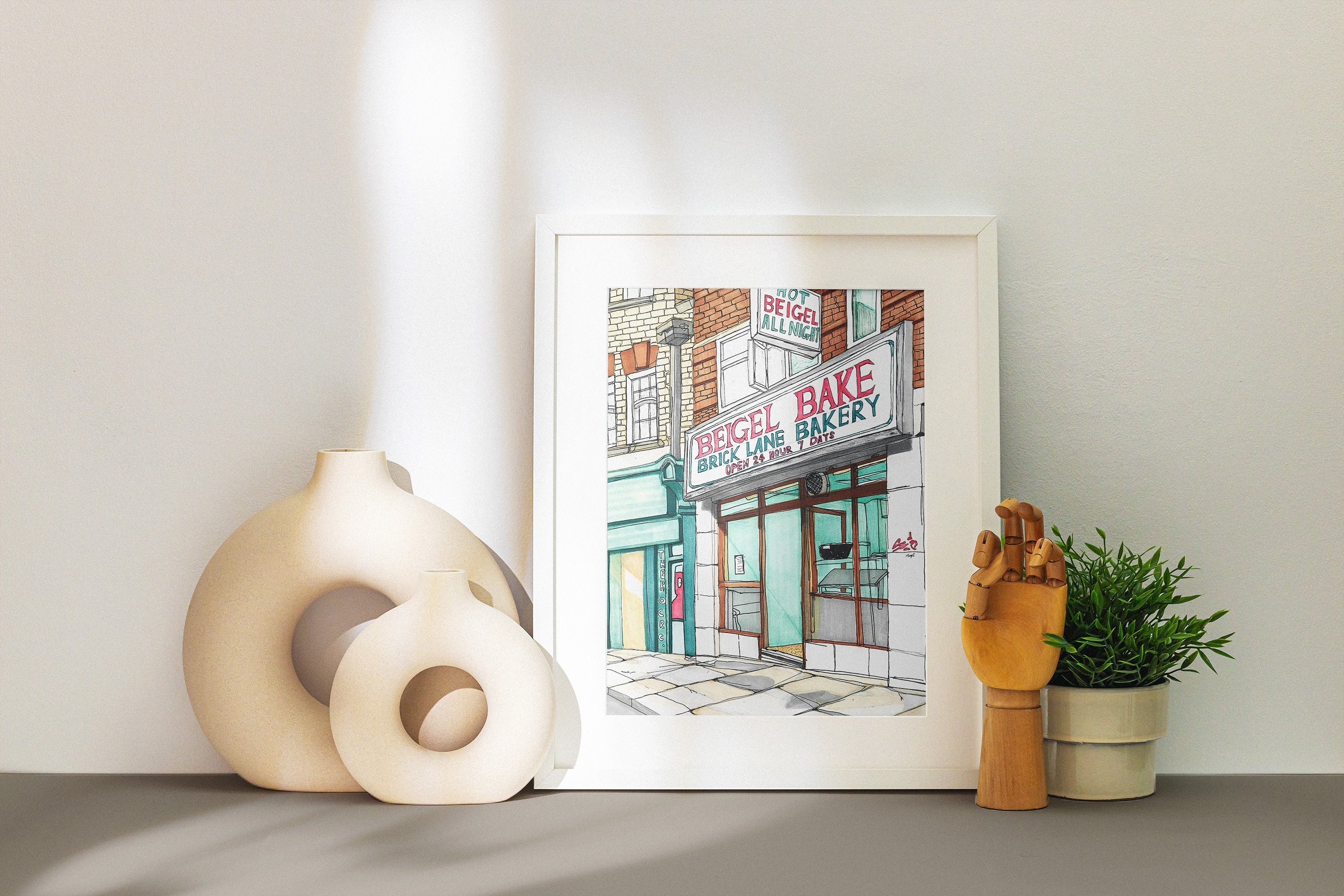 Beigel Bake Bakery Drawing London Architecture Sketch Wall Decor Art - Etsy