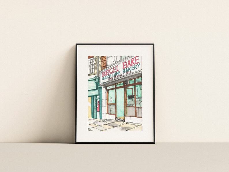 Beigel Bake Bakery Drawing London Architecture Sketch Wall Decor Art - Etsy