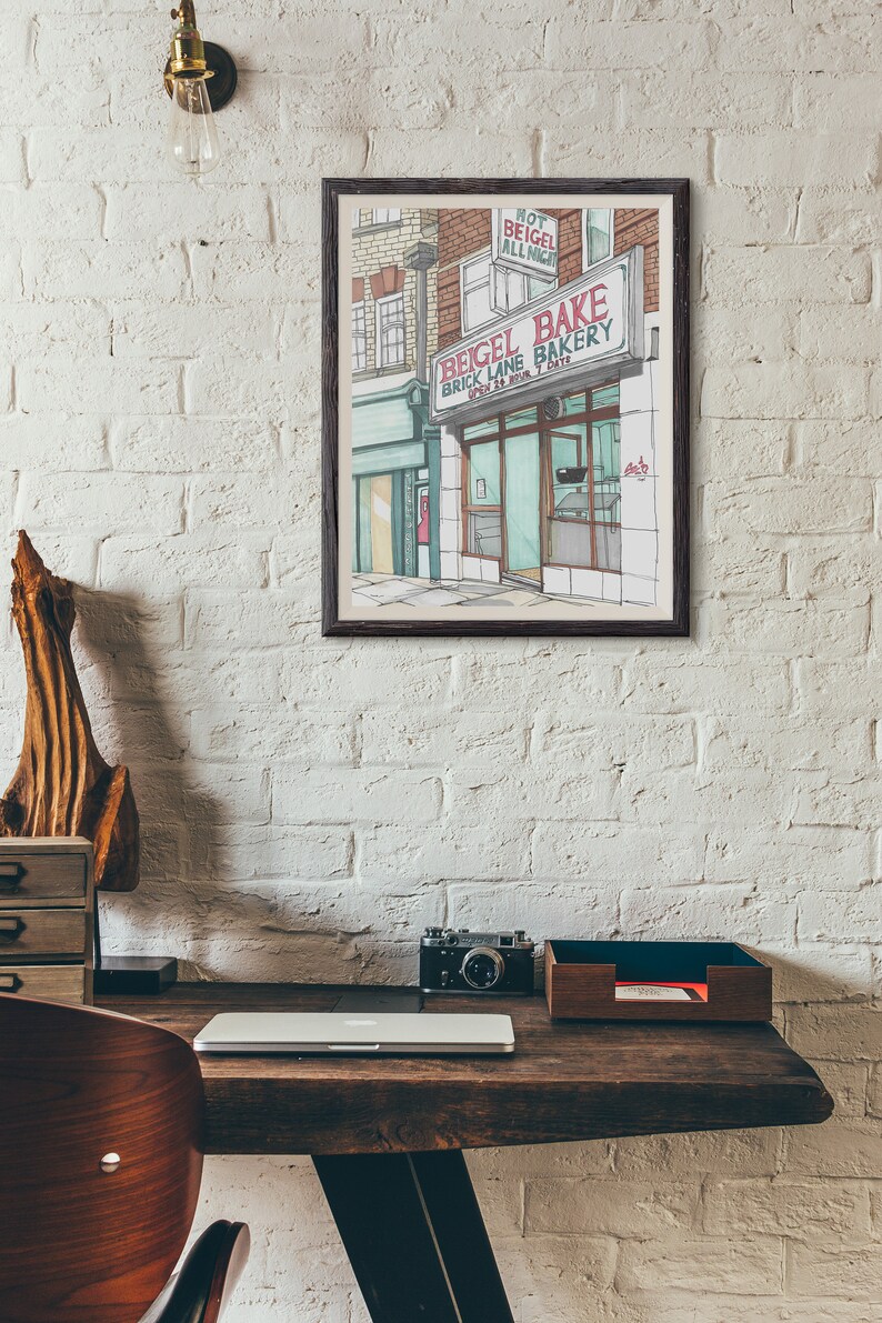 Beigel Bake Bakery Drawing London Architecture Sketch Wall Decor Art - Etsy