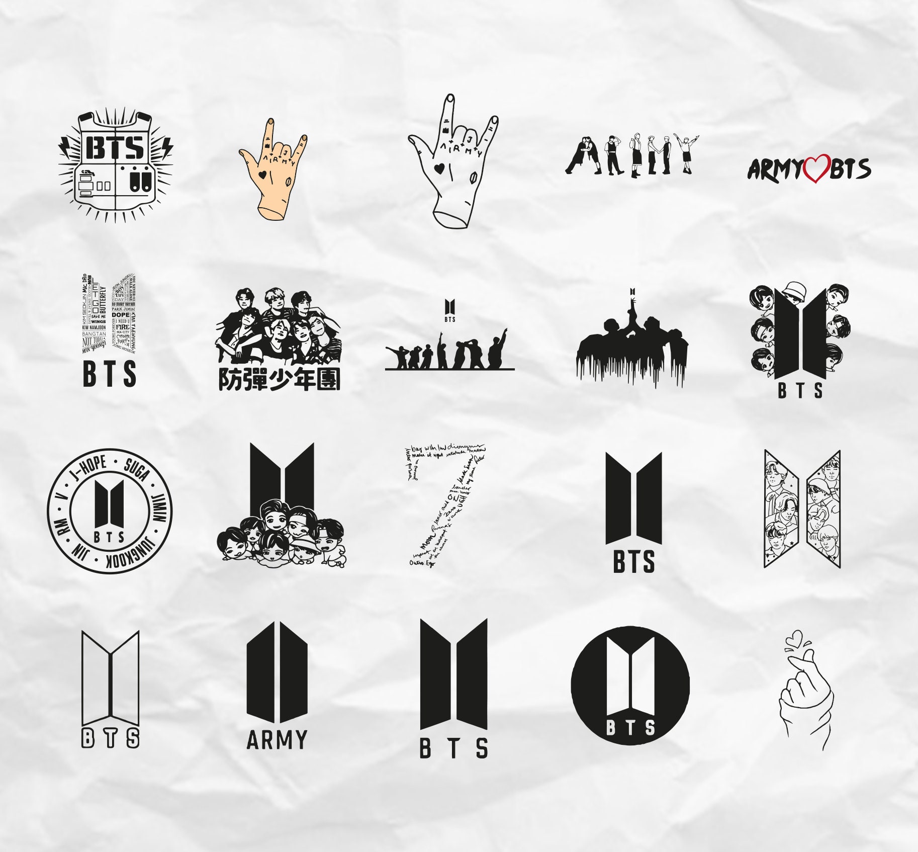 BTS Svg Bundle Bts Png Kpop Svg Files for Cricut 21 Bts Bts - Etsy Canada