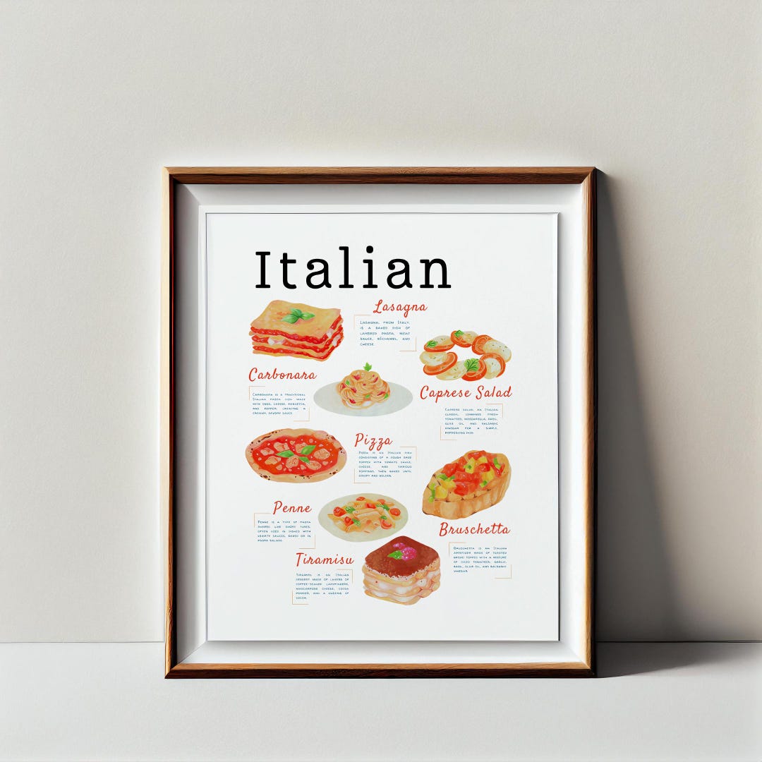 Italian Digital Art Italian Food Art Food Themed Art - Etsy