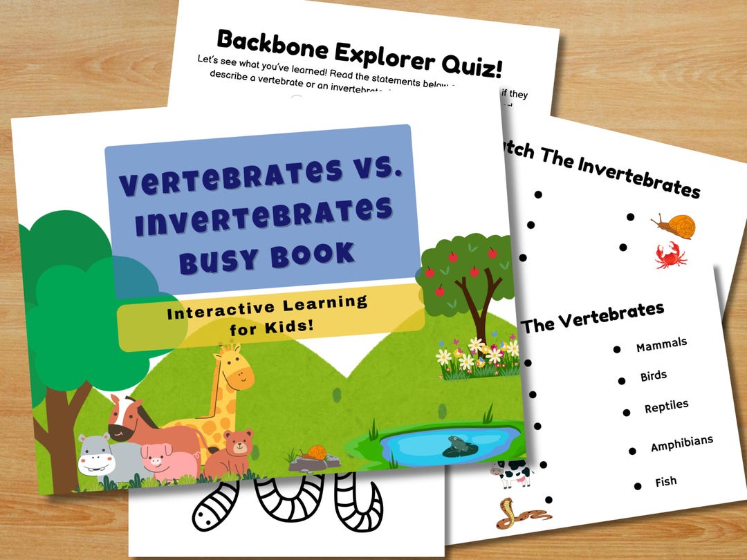 Vertebrates Vs. Invertebrates Busy Book for Kids – Montessori ...