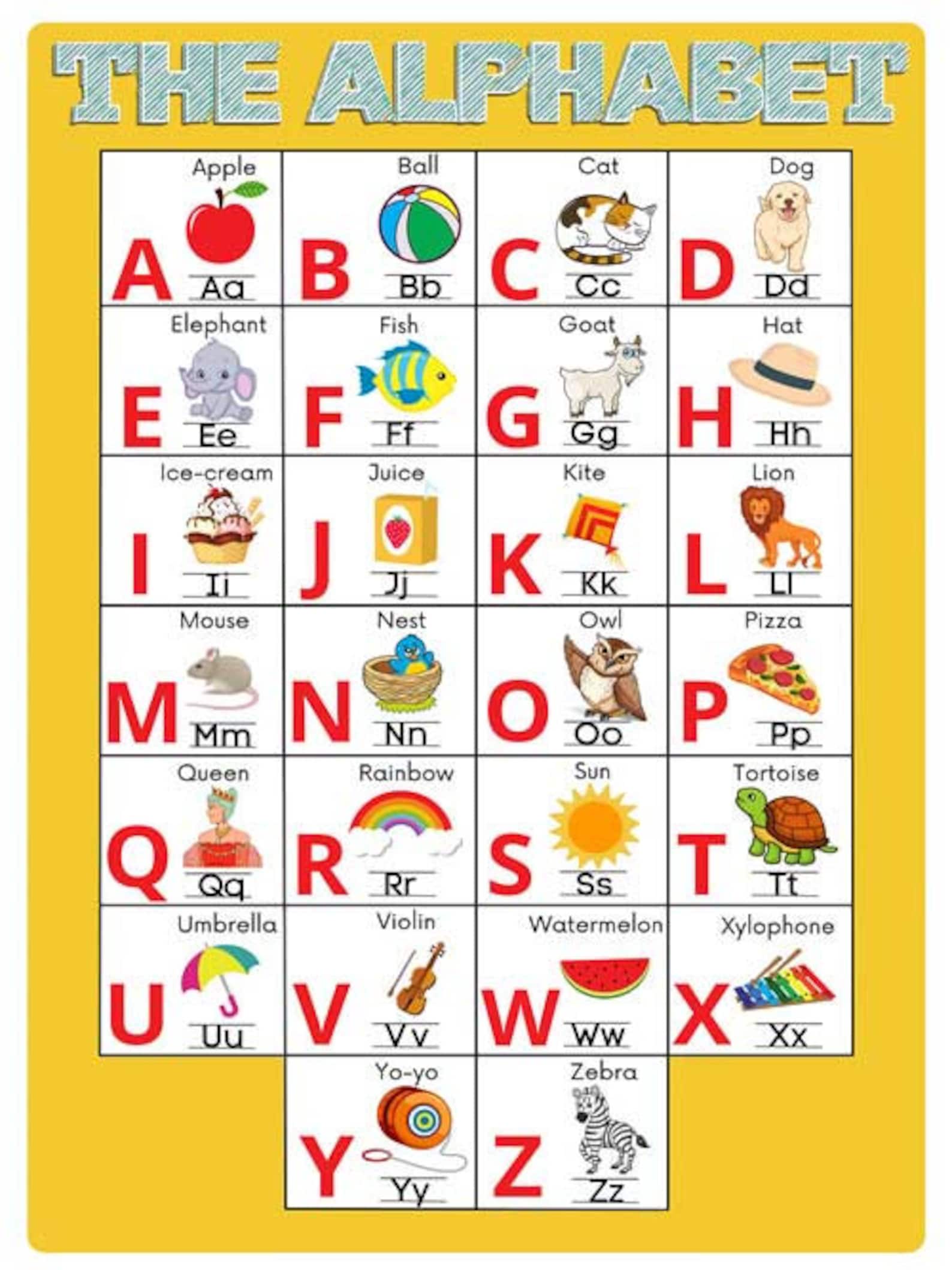 Adorable Alphabet Poster for Kids - Educational ABC Wall Art for ...