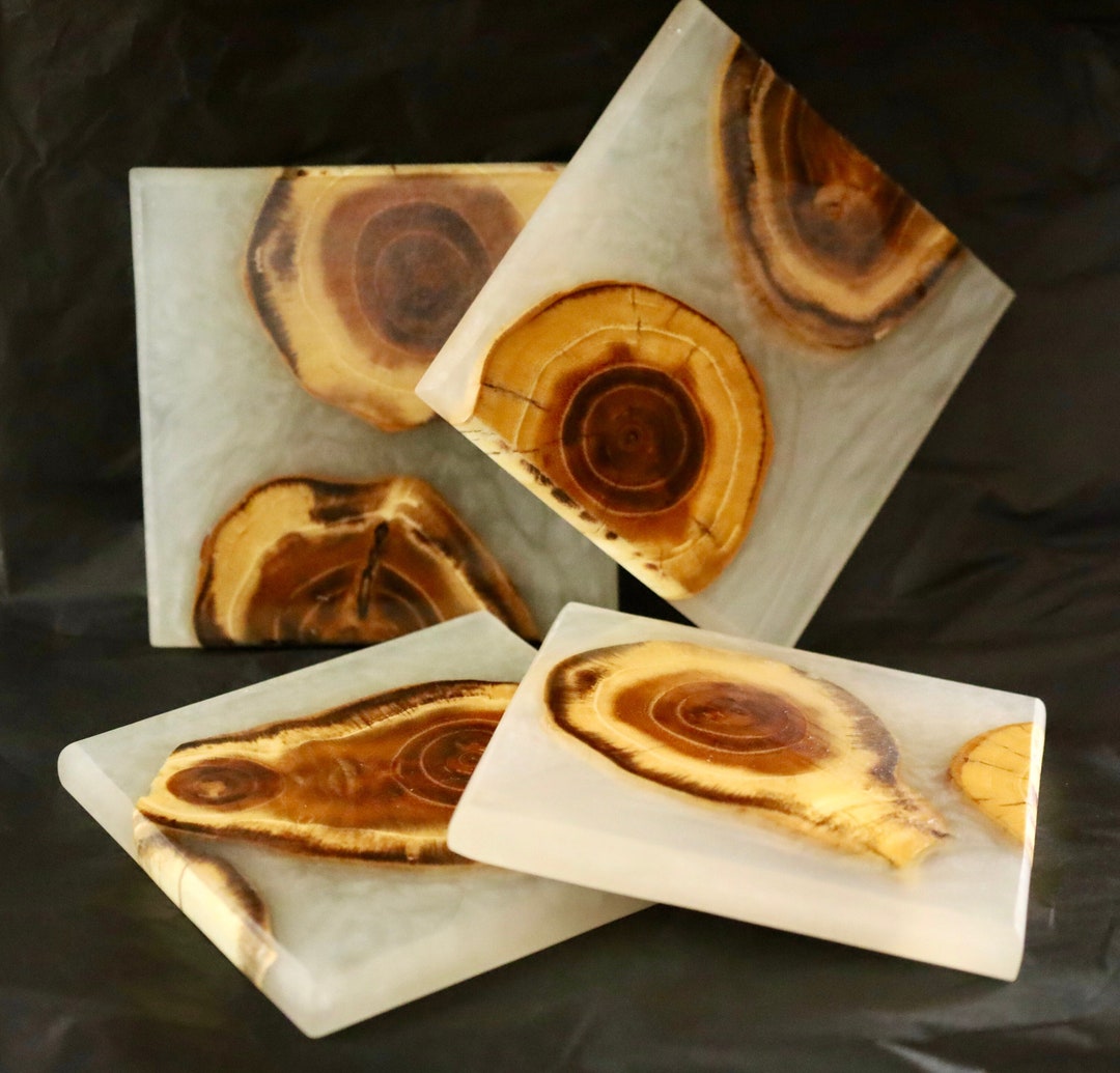 Acacia Wood Coaster,resin Coaster,coaster Set,unique Handmade Coaster ...