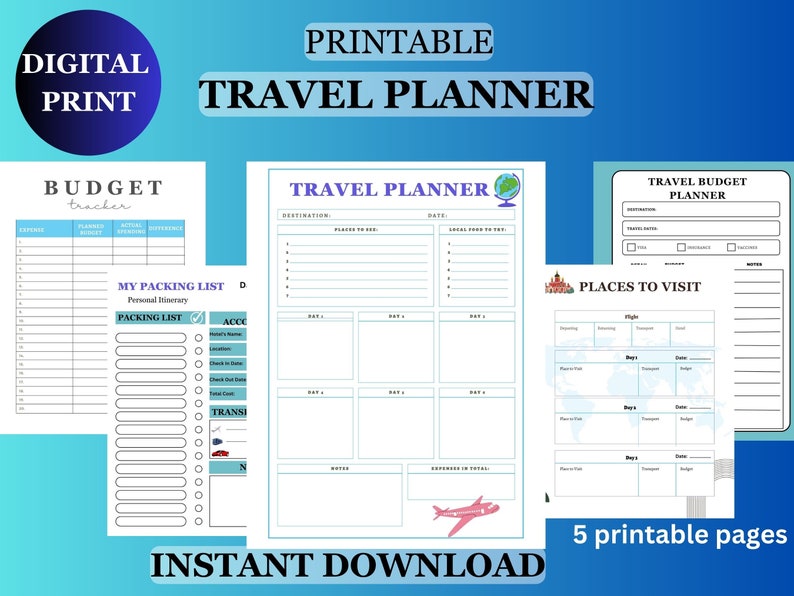 Travel Planner, Packing List, Trip Planner, Travel Itinerary, Vacation ...