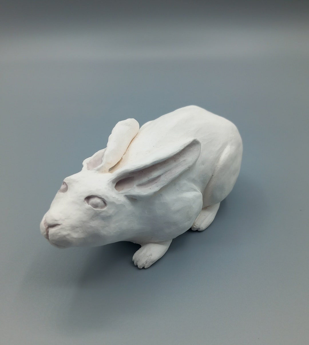 White Rabbit Porcelain Clay Sculpture - Etsy