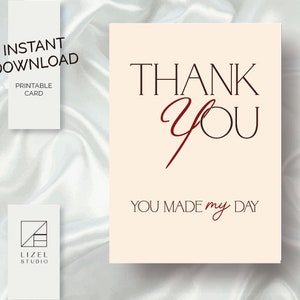 Printable Thank You Card Love Card Downloadable Digital - Etsy