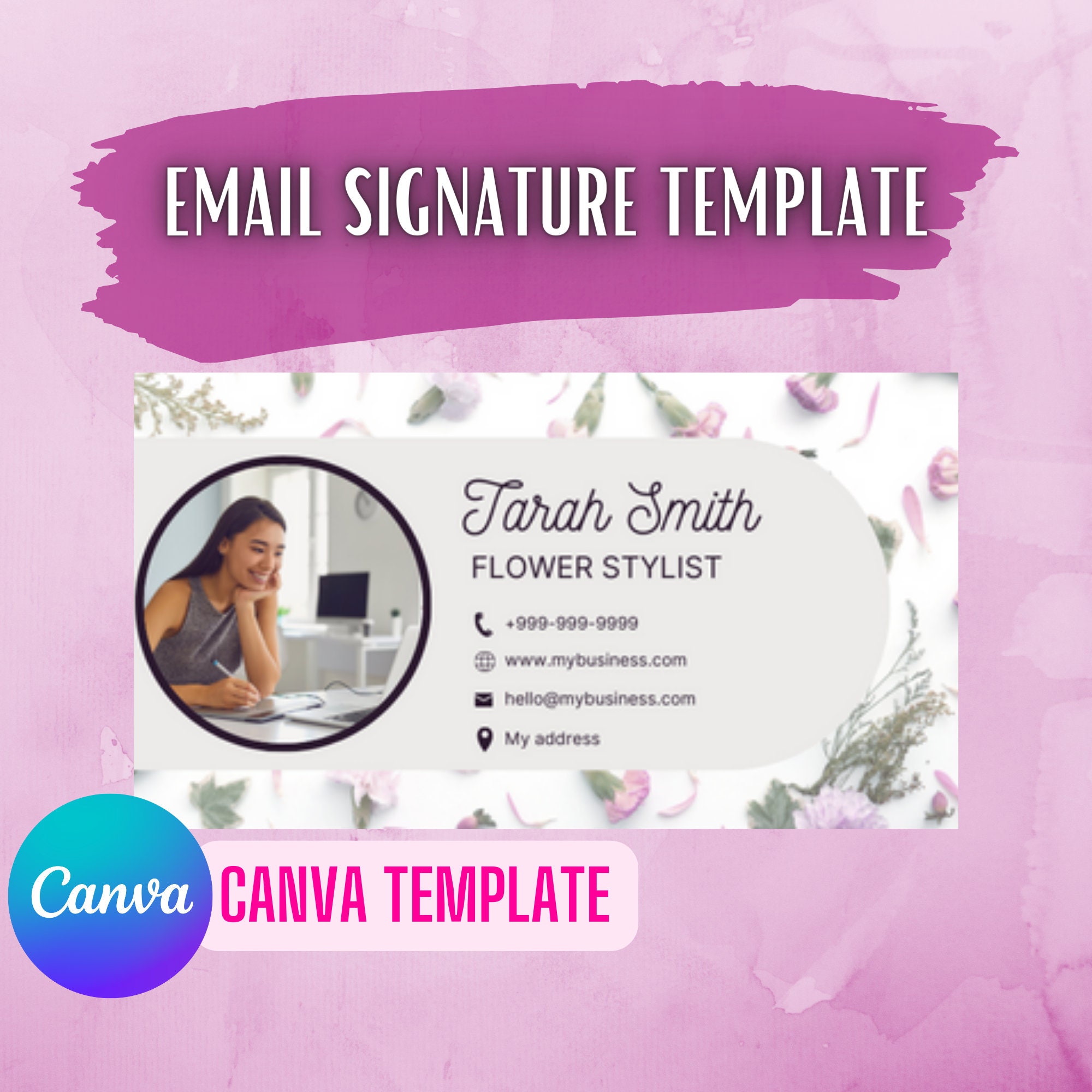 Email Signature Template Canva | Flower Minimalist | Gmail Outlook ...