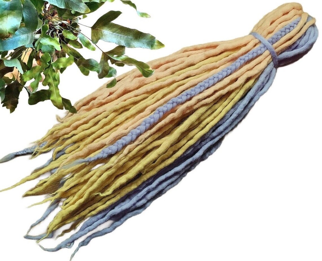 Wool Dreadlocks Dreads DE Extensions Soft Full Set Blue Sunny Blonde ...
