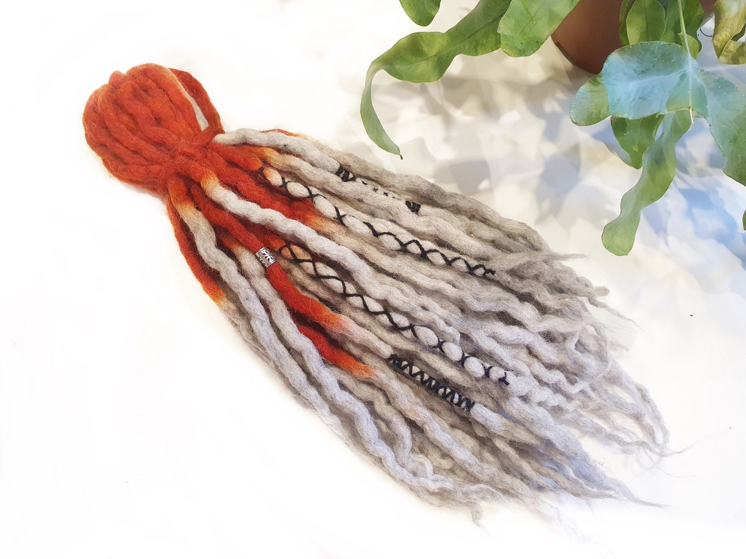 Ombre Wool Dreadlocks DE Extensions - Orange, Gray, Copper - Etsy