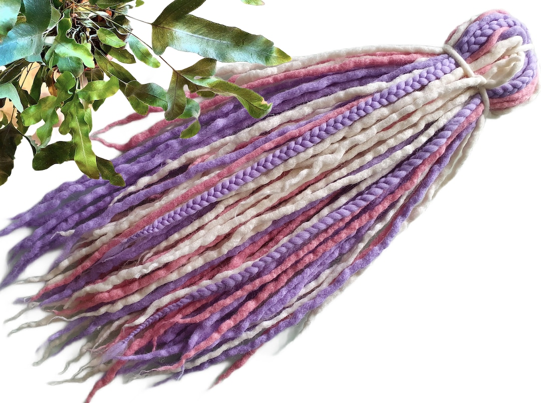 Merino Wool Dreadlocks DE Extensions - Lilac, Pink, White Mix - Etsy